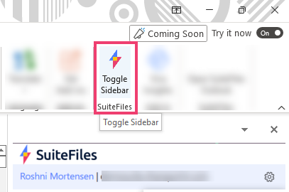 SuiteFiles Outlook add-in settings